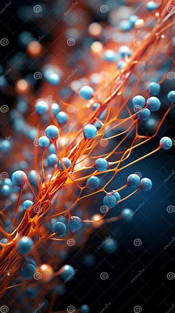 A Complex Biological Gene Structure Visualized Through 3d Rendering With Lines And Nodes Stock