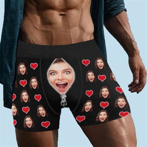 Customized Face Shaped Boxer Underwear Personalized Photos Printed Underwear Funny Boxer