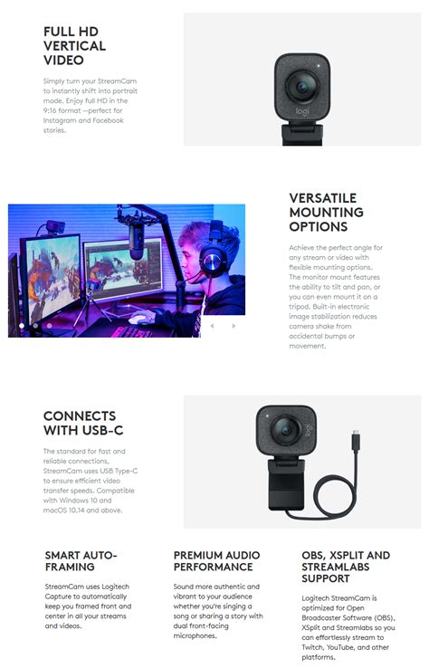 Buy Logitech Streamcam Graphite Pc Case Gear Australia