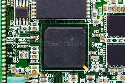 Close Up Blank Microchip On Electronic Circuit Board Stock Image Image Of Industrial Industry
