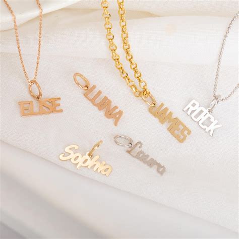 Custom Solid Gold Name Vertical Pendant Add On Personalized 14k18k