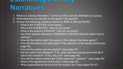 Literacy Narrative Paper Overview Ppt