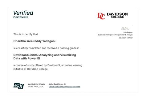 Powerbi Datavisualization Dataanalytics Edx Davidsoncollege Learningjourney Charitha