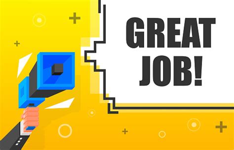 훌륭한 작업 배너 템플릿 메가폰을 사용한 마케팅 전단지 등분 및 픽셀 스타일 소매 프로모션 및 공지를 위한 템플릿입니다 벡터 그림입니다 직업에 대한 스톡 벡터 아트 및 기타