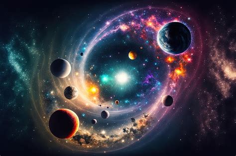 Premium Ai Image Cosmological Background Stars Planets And Galaxies Space And Time Travel