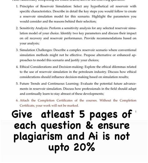 Solved 1 Principles Of Reservoir Simulation Select Any