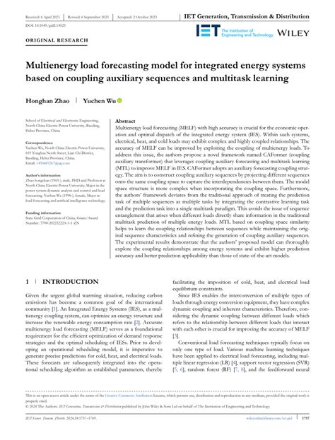 Pdf Multienergy Load Forecasting Model For Integrated Energy Systems Based On Coupling