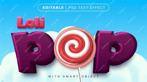 Premium Psd Editable 3d Style Lollipop Text Effect With 3d Lollipop Design