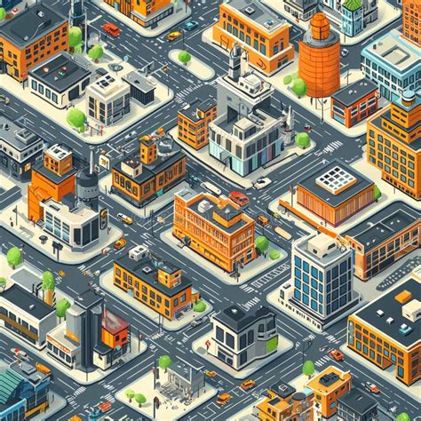 Isometric Cityscape Illustration With Diverse Buildings And Urban Details Stock Illustration