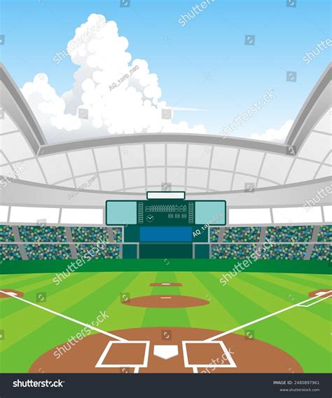 Domed Baseball Stadium Retractable Roof Stock Vector Royalty Free