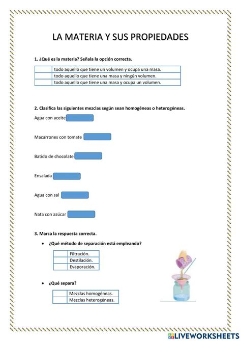 La Materia Y Su Free Interactive Worksheets 929940