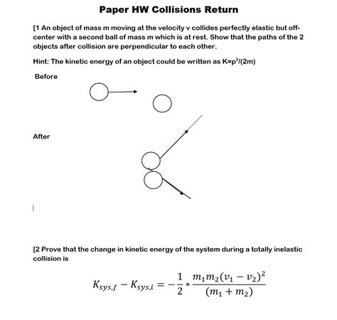 Solved An Object Of Mass M Moving At The Velocity V Collides Chegg Com