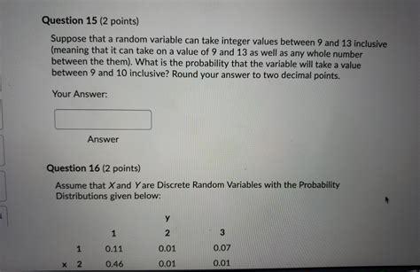 Solved Question 15 2 Points Suppose That A Random Variable