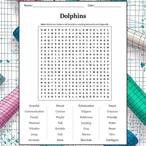Dolphin Word Search Puzzle Worksheet Activity Pdf — Free Printable Pdf