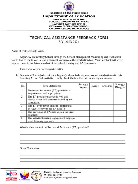 Technical Assistance Feedback Form Pdf