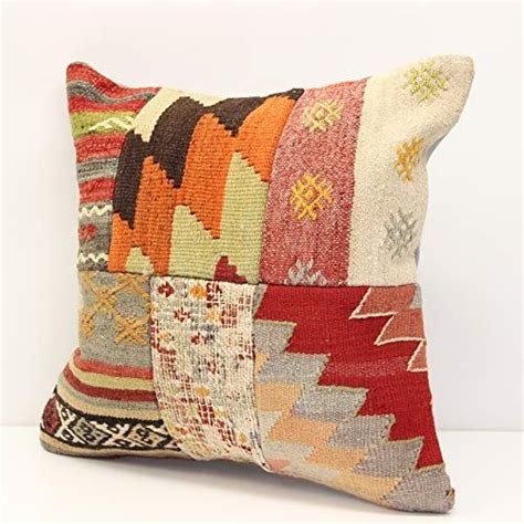 Patchwork Kilim Pillow Cover 18x18 Inch 45x45 Cm Handmade Kilim