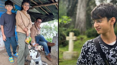 Aamir Khan Kiran Rao And Azad Khan Pose For The Camera As They Go On
