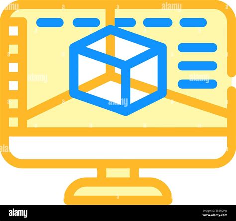 3d Software Color Icon Vector 3d Software Sign Isolated Symbol Illustration 3d Software Color