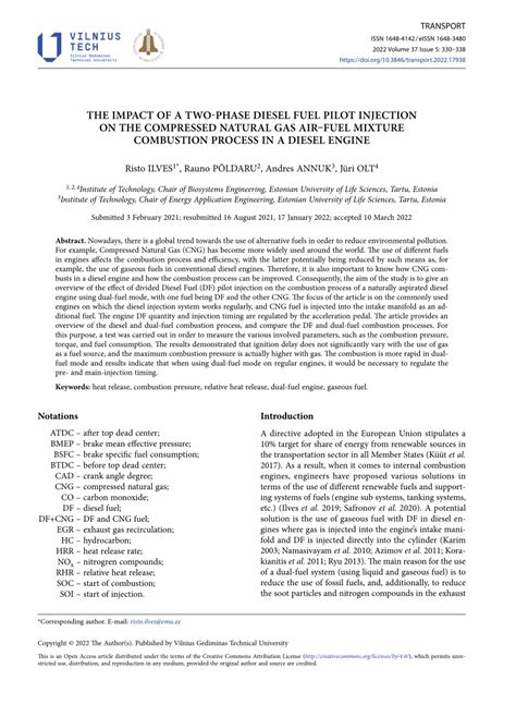 Pdf The Impact Of A Two Phase Diesel Fuel Pilot Injection On The Compressed Natural Gas Air