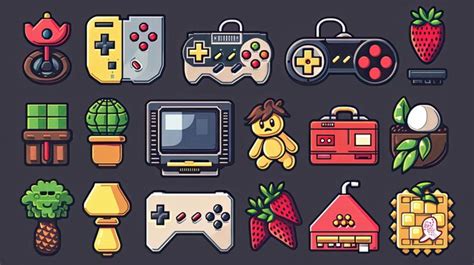 Retro Pixel Art Icons With Nostalgic Bit Designs Premium Ai Generated Image