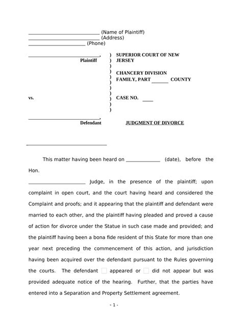Divorce Papers Nj Pre Built Template Airslate Signnow