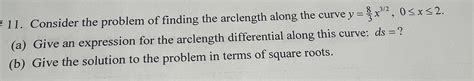 Solved Consider The Problem Of Finding The Arclength Along Chegg