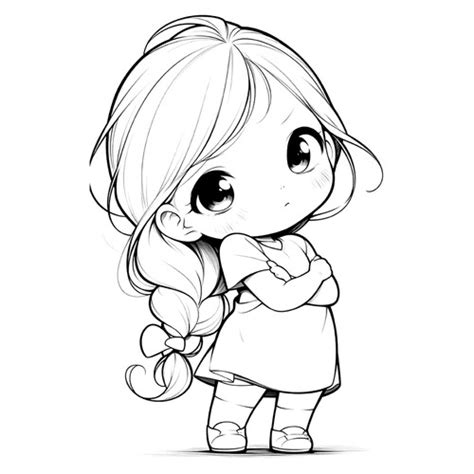 Раскраска Милая девочка с косичкой распечатать раскраски для детей