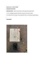 Physics 2 Lab 1 Docx Lab Exercise 1 Electric Fields LABORATORY REPORT INTRODUCTION What Is