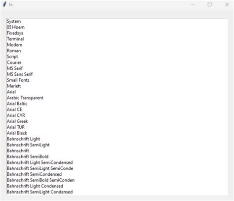 Get List Of All Available Fonts In Tkinter
