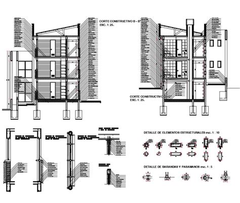 Multi Story Residential Building Constructive Sectional Details Dwg File