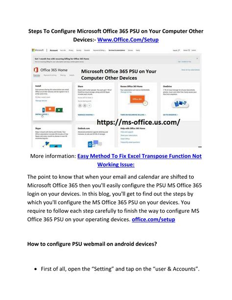 PPT Steps To Configure Microsoft Office 365 PSU On Your Computer Other Devices Office