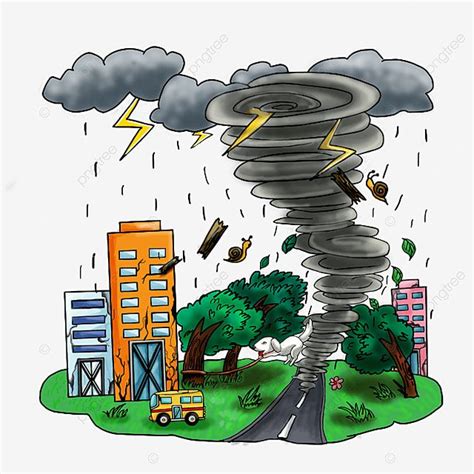 รูปการ์ตูนมังกรโต๊ะลมทำลายบ้านภัยธรรมชาติ Png ภัยพิบัติ การทำลายเมือง พายุภาพ Png และ Psd