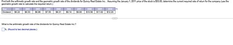 Solved Find Both The Arithmetic Growth Rate And The