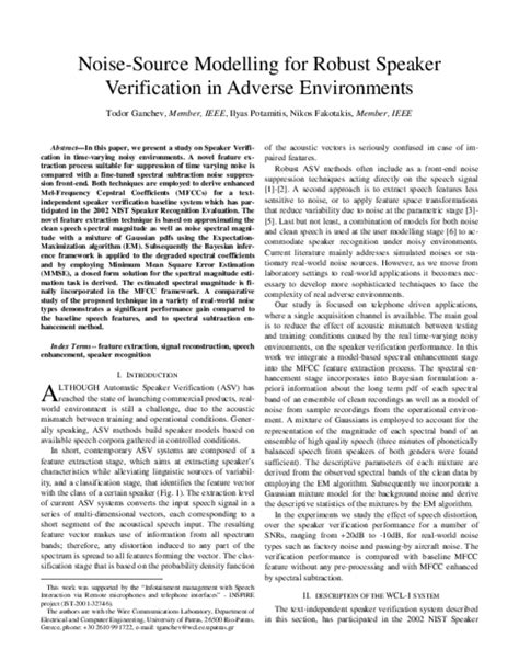pdf noise source modelling for robust speaker verification in adverse