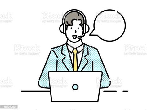 고객 지원 및 지원 서비스에서 헤드셋을 착용한 남자 온라인 어시스턴트 헤드 세트 컨설턴트 격려에 대한 스톡 벡터 아트 및 기타 이미지 Istock