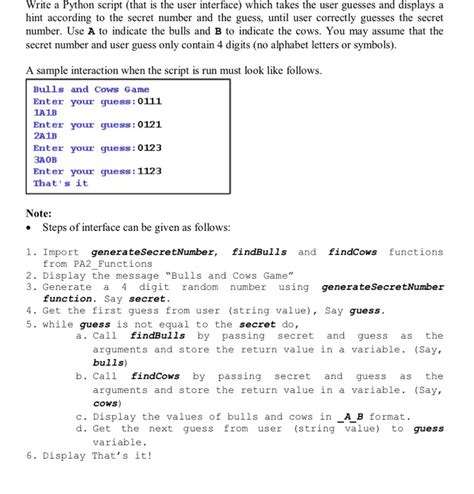 Solved Write A Python Script That Is The User Interface Chegg Com
