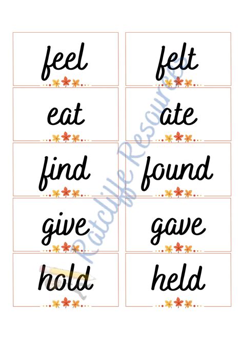 Matching Cards Irregular Verbs Etsy