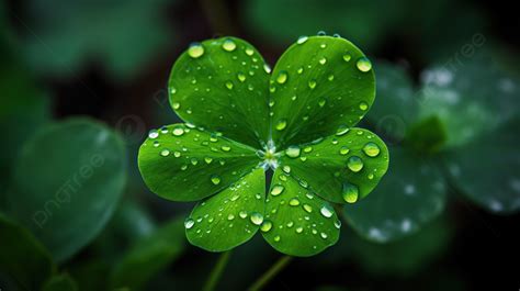 물방울이 있는 클로버 앞의 나뭇잎 네 잎 클로버 사진 클로버 공장 배경 일러스트 및 사진 무료 다운로드 Pngtree