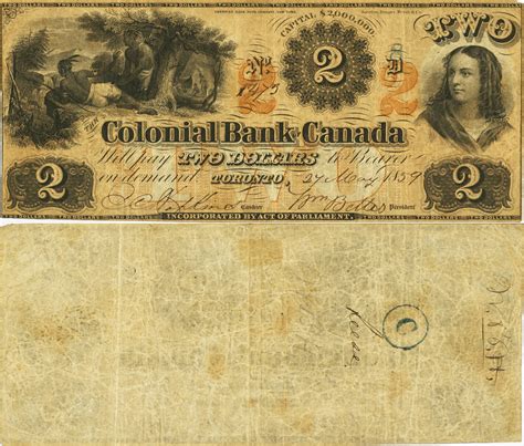 Coins And Canada Colonial Bank Of Canada 2 Dollars 1859 Canadian