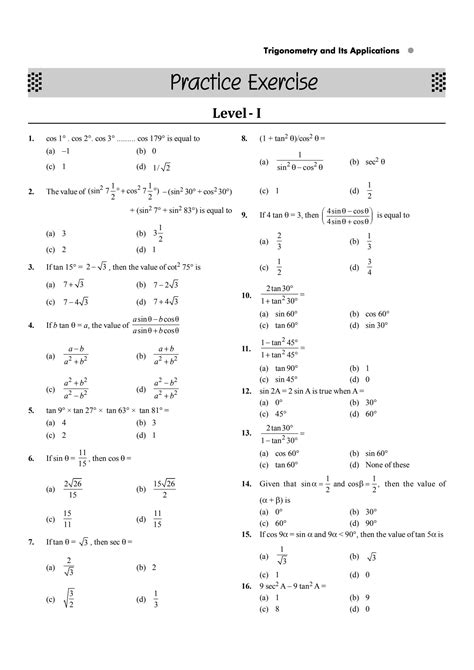 SOLUTION Trigonometry Practice Sets With Detailed Solution Studypool