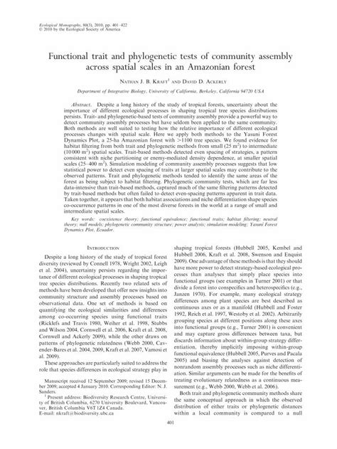 Pdf Functional Trait And Phylogenetic Tests Of Community Dokumen Tips