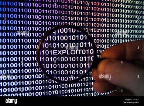 Binary Code Password Security Hand Holding Magnifying Glass Showing