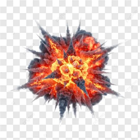 Explosive Burst Of Fire And Smoke Explosion Fireball Blast Png