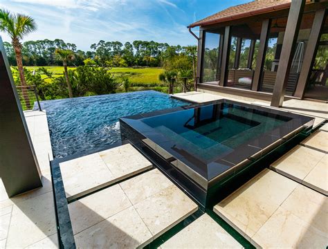 Elevated Pool And Spa W Infinity Edge Tile Retro Active 2 Flickr