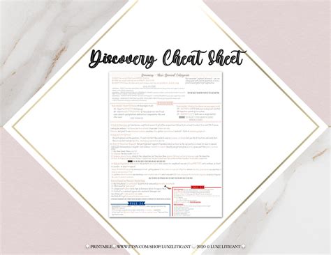 Civil Procedure Cheat Sheet Discovery Non Editable Pdf Etsy