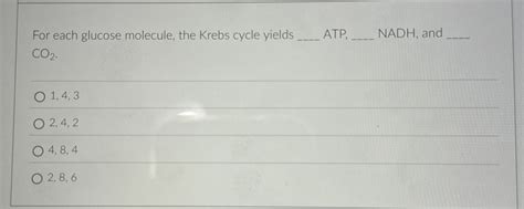 Solved For Each Glucose Molecule The Krebs Cycle