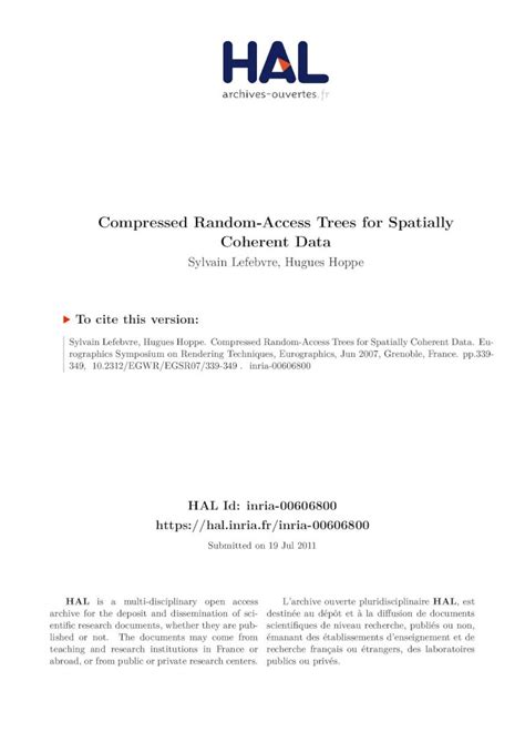 Pdf Compressed Random Access Trees For Spatially Coherent Data · 2020 8 21 · Compressed