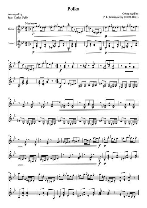 Polka for 2 guitars (arr. Juan Carlos Felix Cordova) by Pyotr Ilyich ...