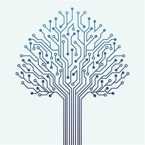 Vector Circuit Technology Tree On White Background Computer Engineering Hardware System