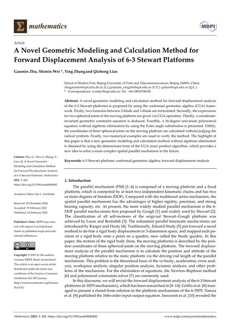 Pdf A Novel Geometric Modeling And Calculation Method For Forward